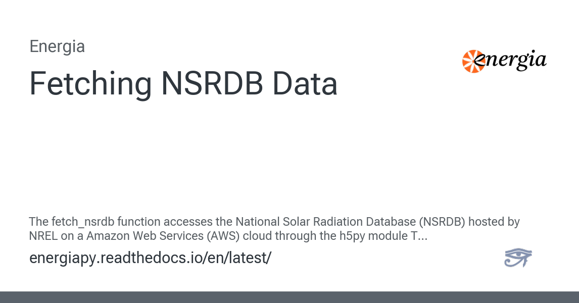 Fetching NSRDB Data — Energia