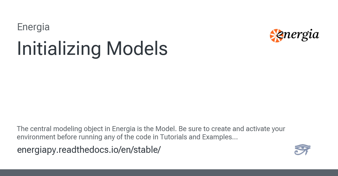 Initializing Models — Energia